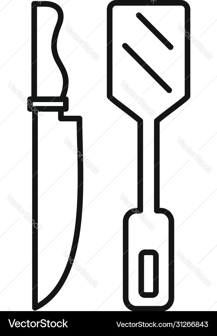 Cooking knife spatula icon outline style Vector Image