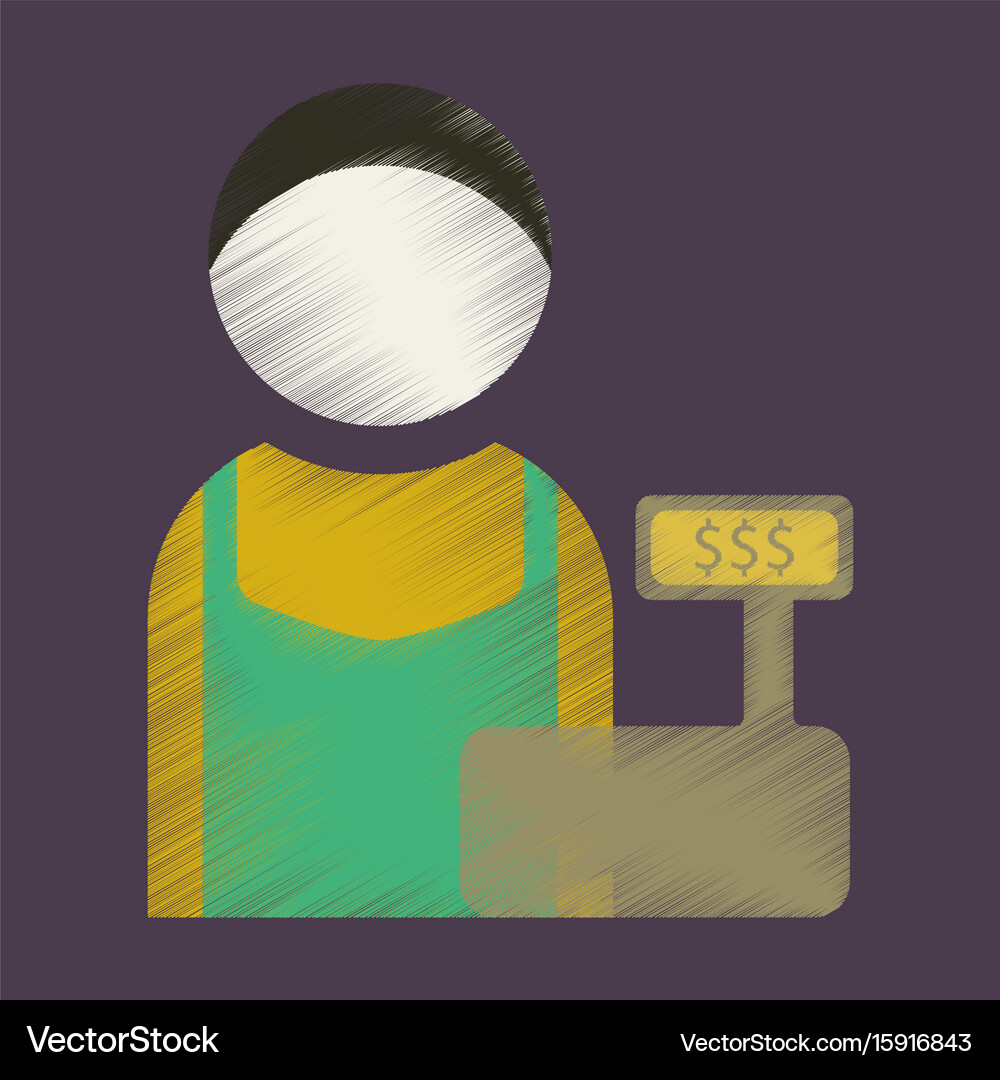 Flat icon in shading style cashier Royalty Free Vector Image