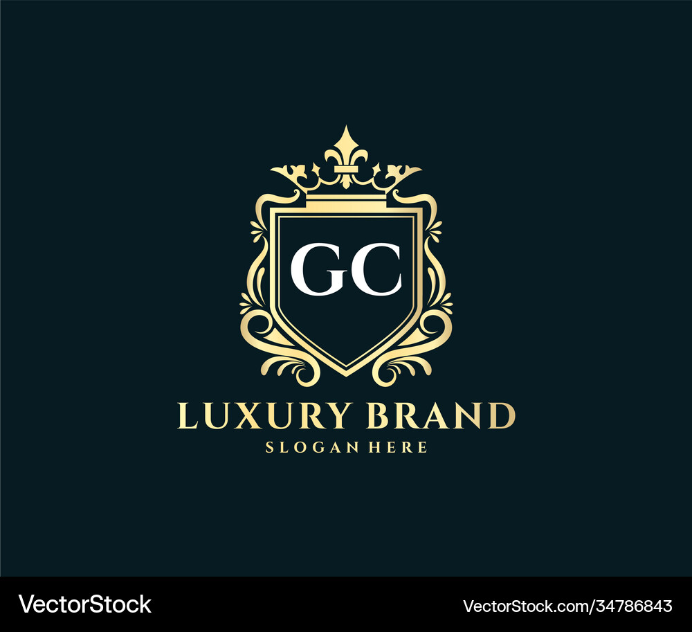 Gc initial letter gold calligraphic feminine Vector Image