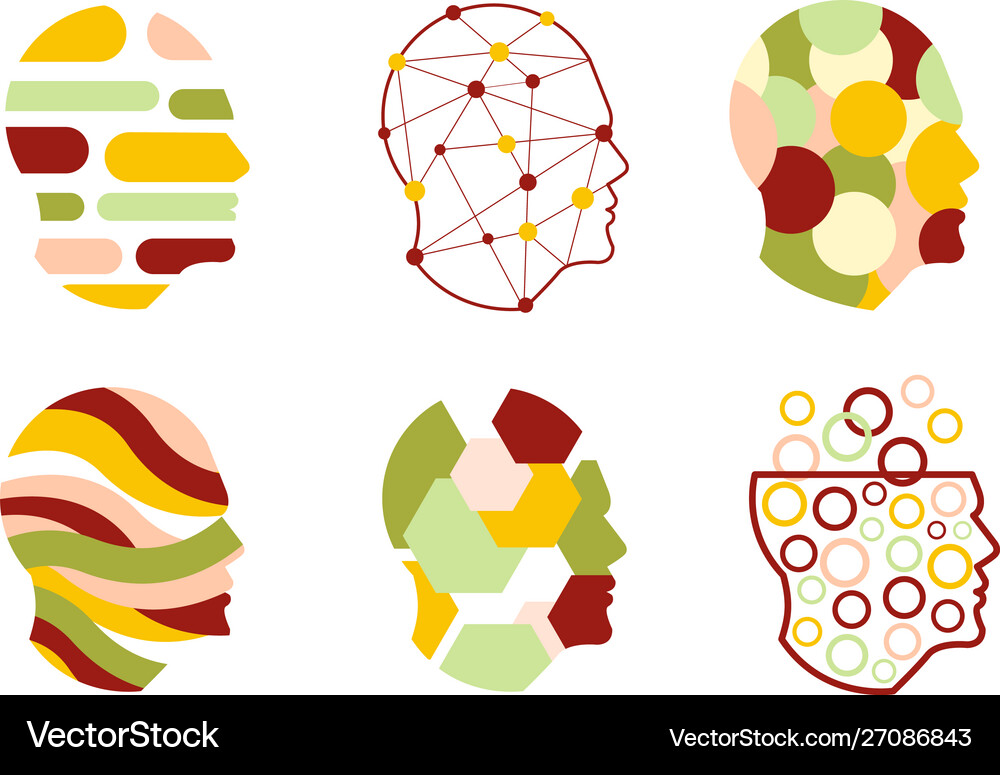Human head abstract design with colorful geometric
