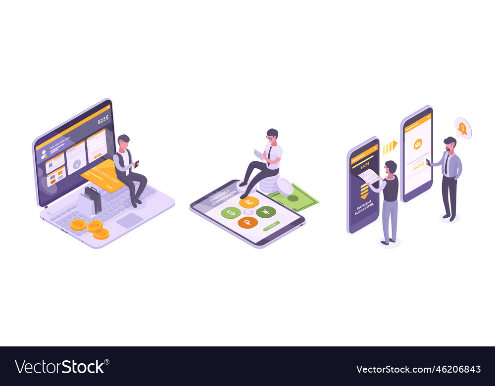 Isometric online payment service mobile payment Vector Image