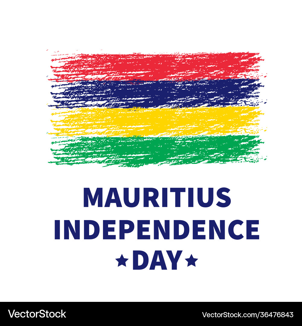 Mauritius independence day lettering with grunge Vector Image
