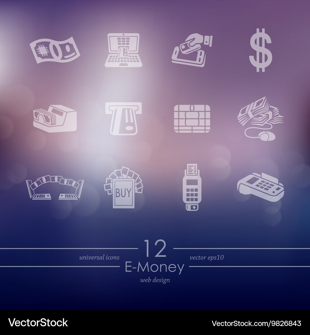 Set of e-money icons Royalty Free Vector Image