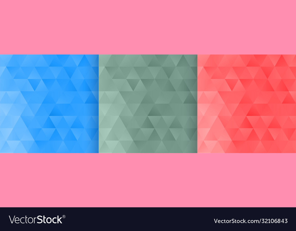 Triangle shape pattern background set three Vector Image