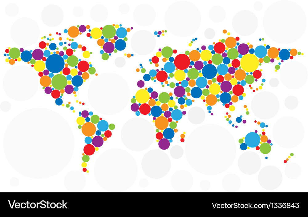 World map of colorful bubbles Royalty Free Vector Image