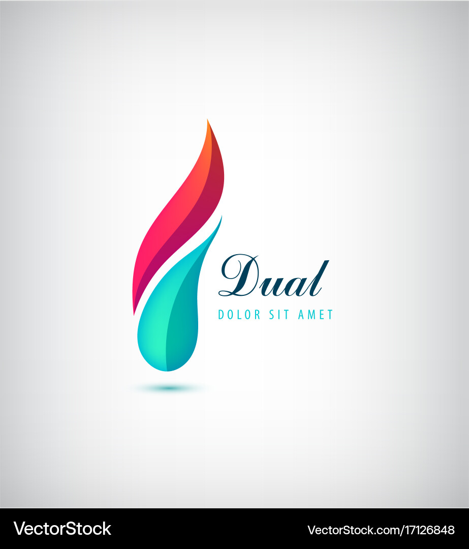 Abstract dual 2 parts vibrant logo Royalty Free Vector Image