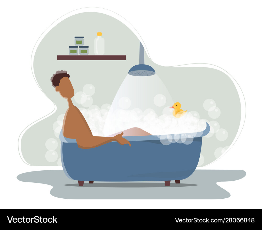 African american man taking bath in bathroom Vector Image