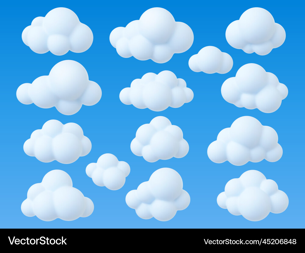Clouds 3d design abstract soft cloud simple Vector Image