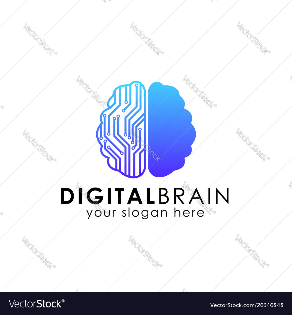 Digital brain logo design template electronic Vector Image