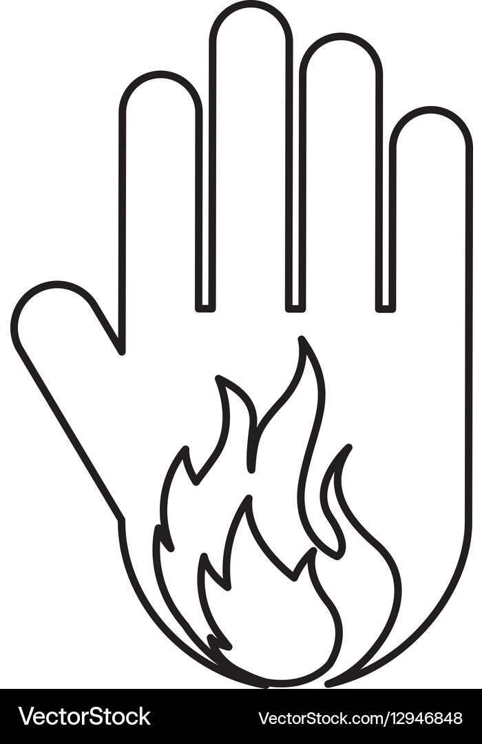 Hand human with fire flame silhouette icon Vector Image