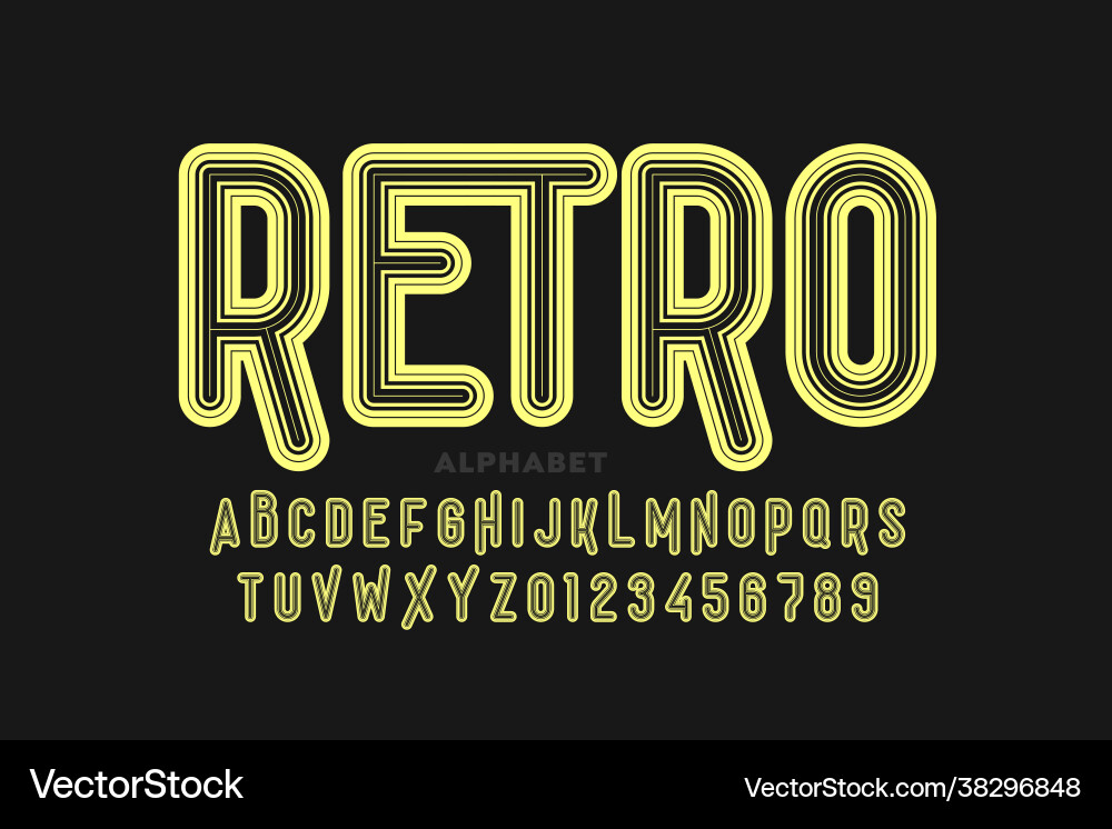 Retro style font design alphabet letters Vector Image