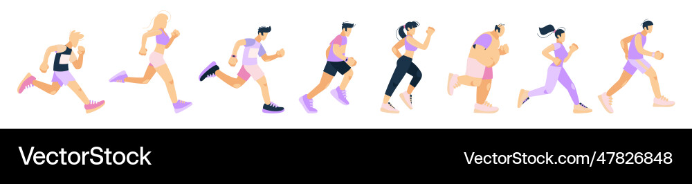 Running people young athletes on marathon Vector Image