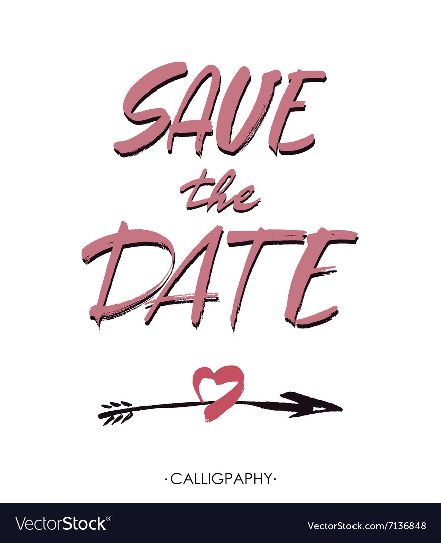 Save the date hand lettering handmade Royalty Free Vector
