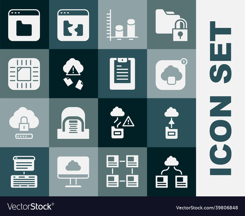 Set cloud technology data transfer data analysis Vector Image