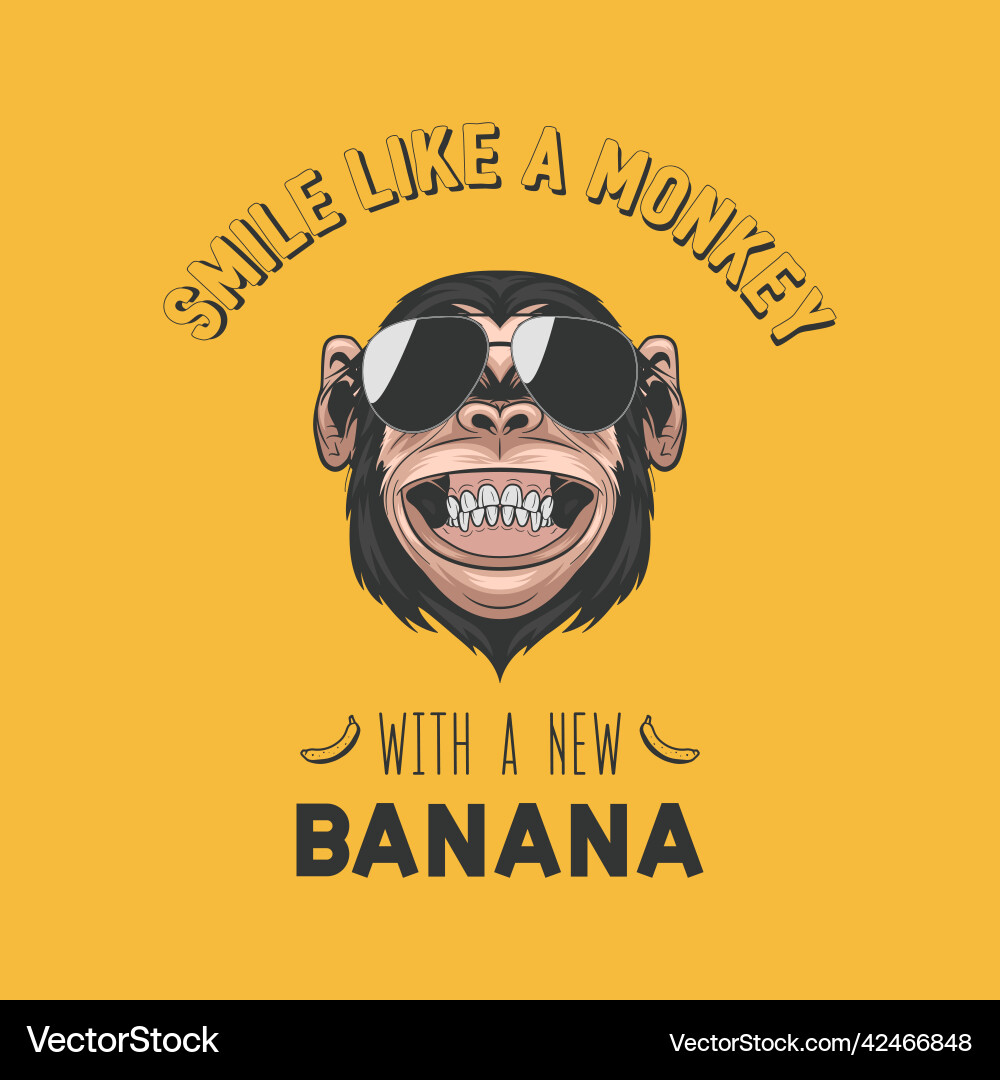 Smile like a monkey with new banana Royalty Free Vector