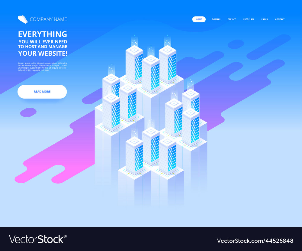 Website design big data center and cloud storage Vector Image