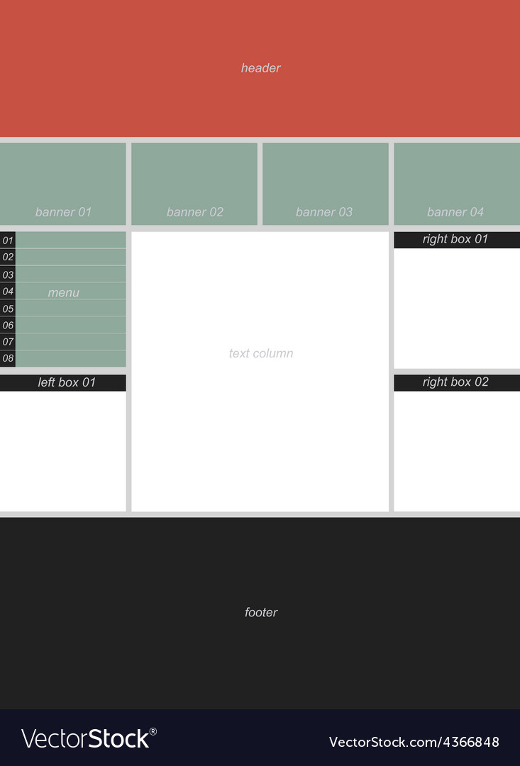 Website layout Royalty Free Vector Image - VectorStock