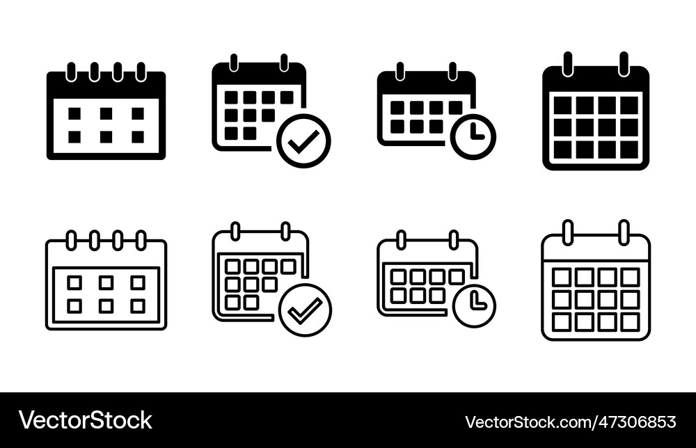 Calendar icon set calender symbol icon Royalty Free Vector