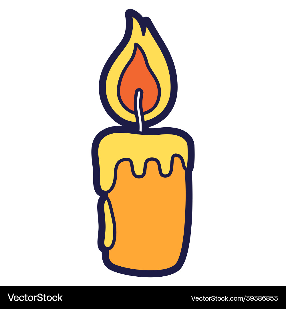 Candle in cartoon style happy Royalty Free Vector Image
