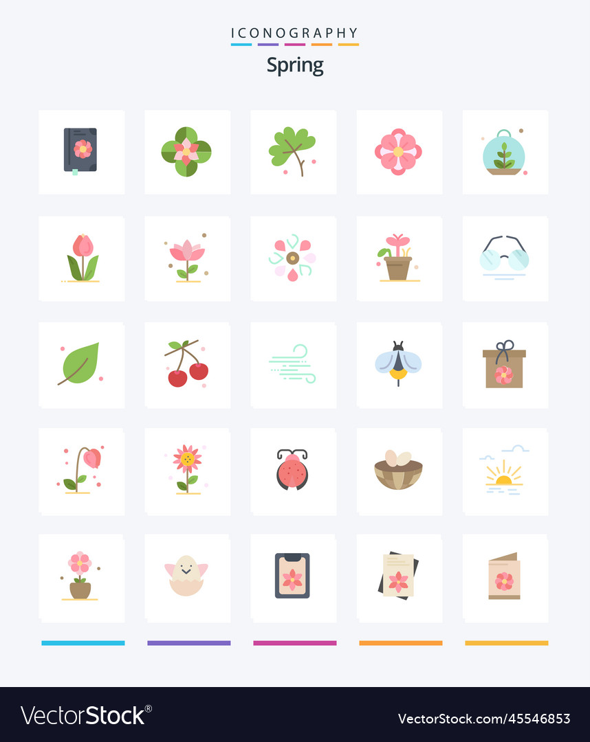 Creative spring 25 flat icon pack such as flower Vector Image