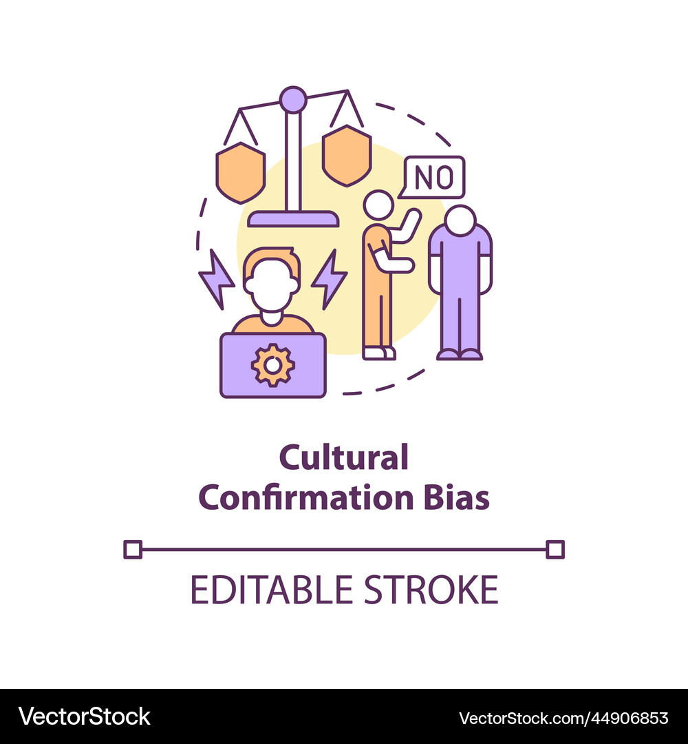 Cultural confirmation bias concept icon Royalty Free Vector