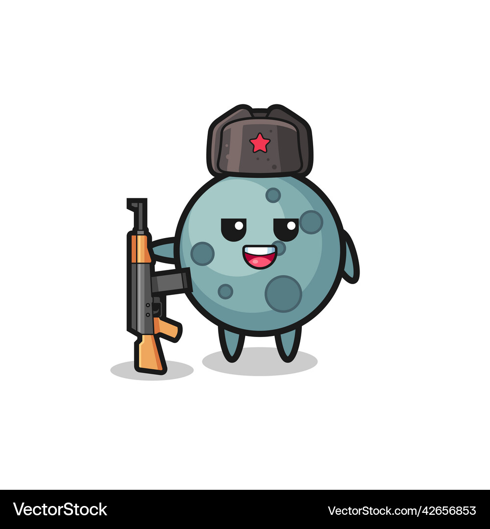 Cute asteroid cartoon as russian army Royalty Free Vector