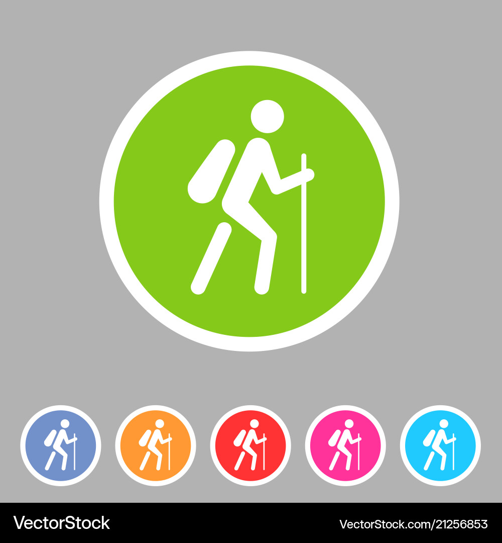 Hiking treking icon flat web sign symbol logo Vector Image