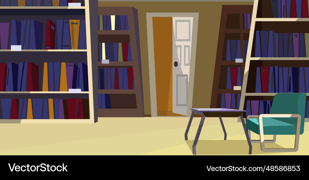 Home library with bookcases Royalty Free Vector Image