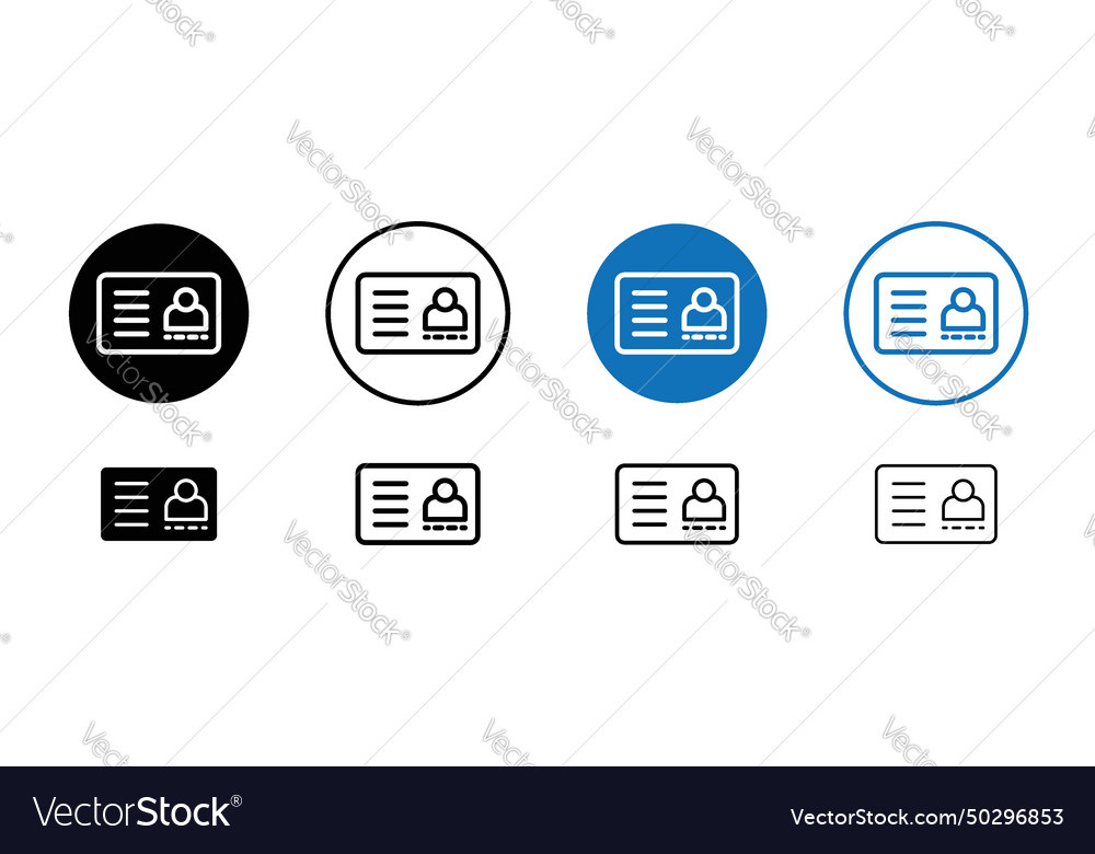 Id card icon set identification membership badge Vector Image