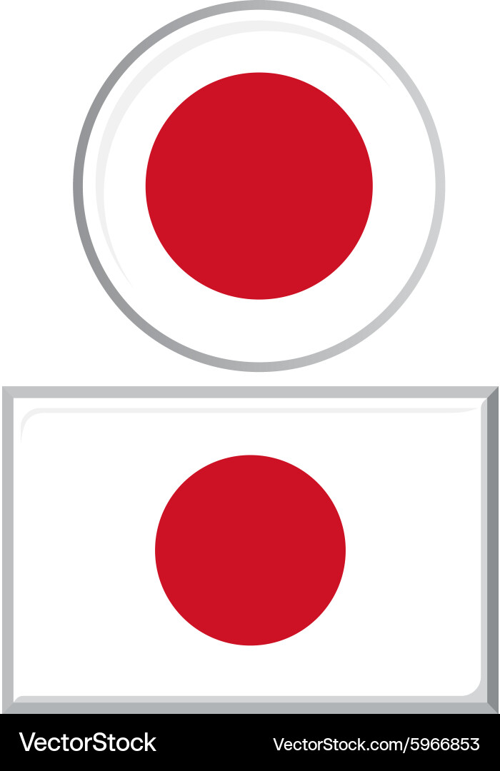Japanese round and square icon flag Royalty Free Vector