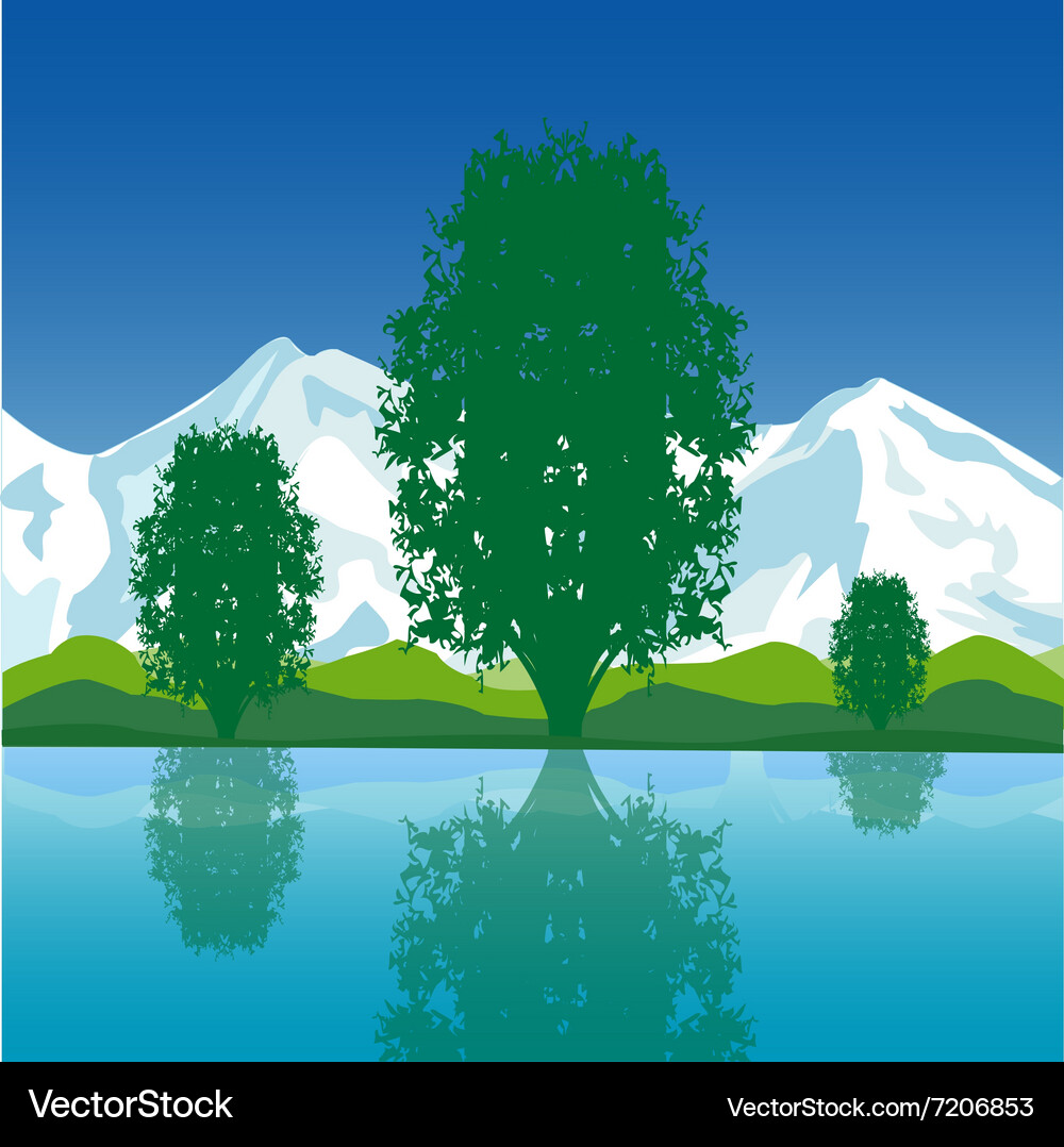 Landscape with mountain and river Royalty Free Vector Image