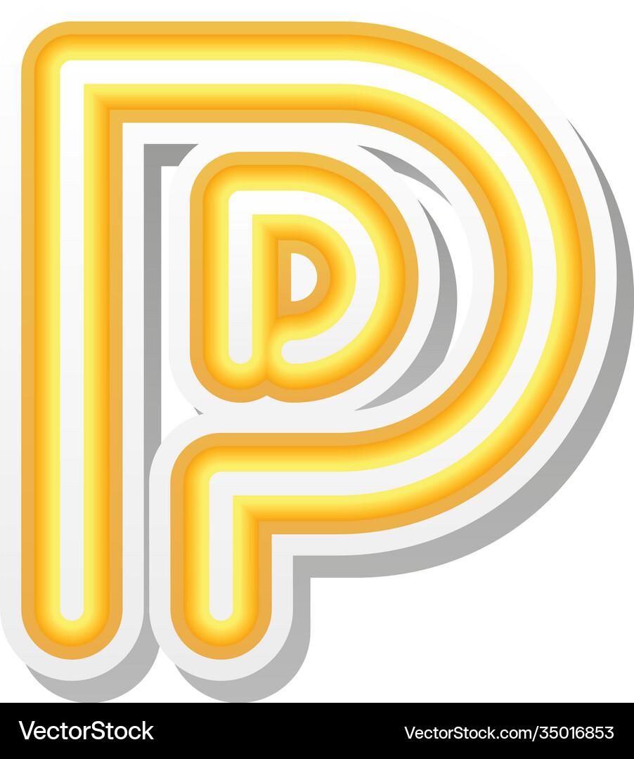 Letter p in orange neon font Royalty Free Vector Image