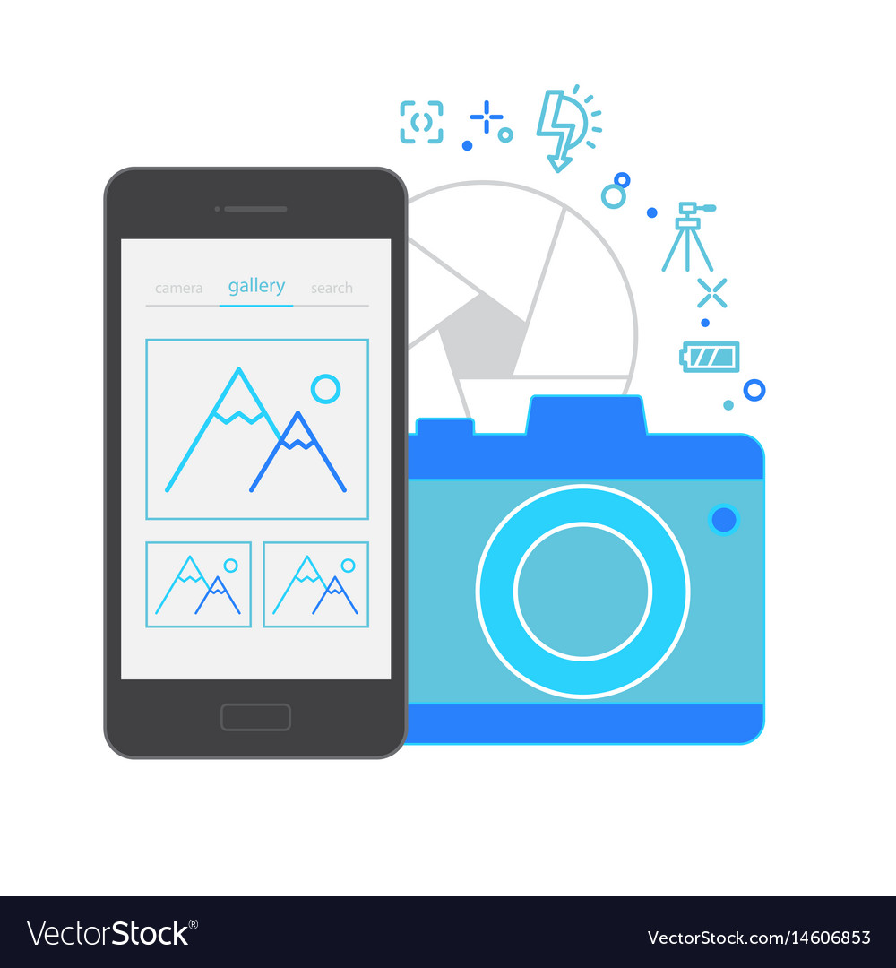 Mobile application interface camera Royalty Free Vector