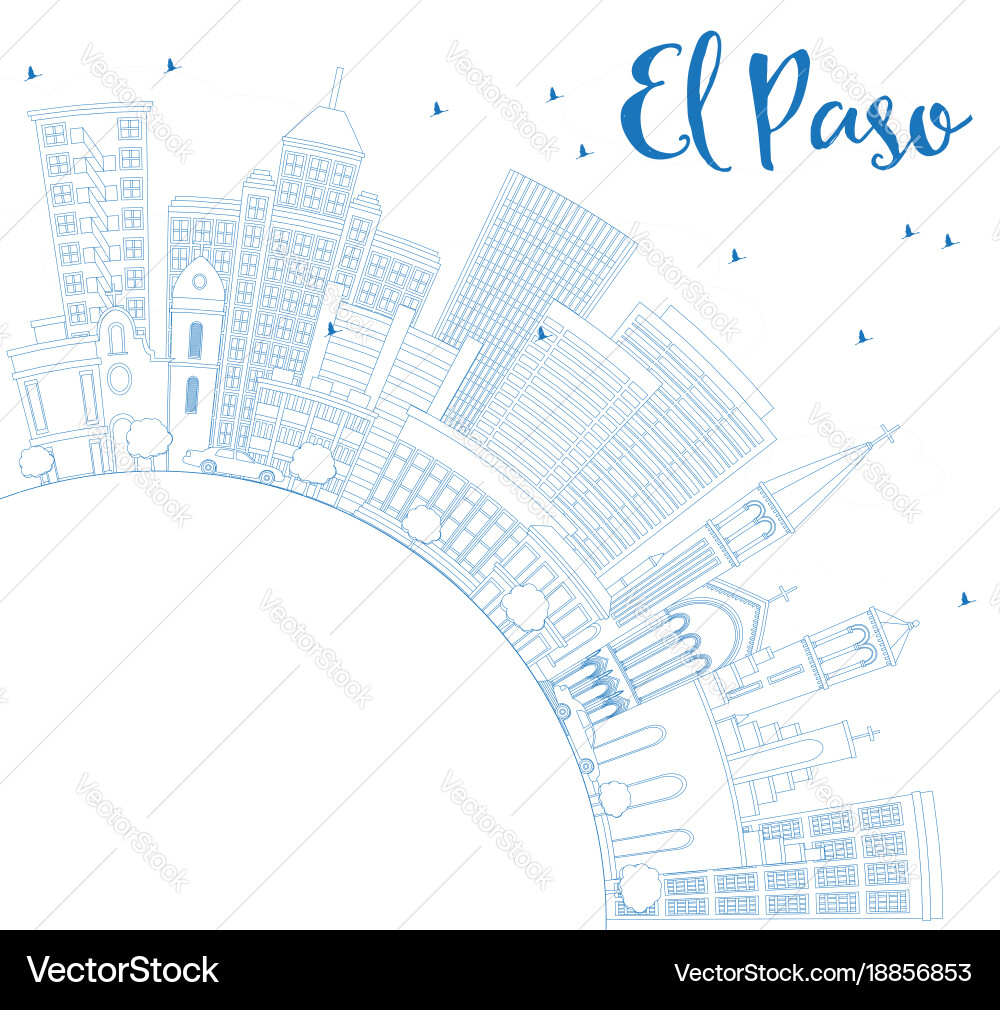 Outline el paso skyline with blue buildings Vector Image