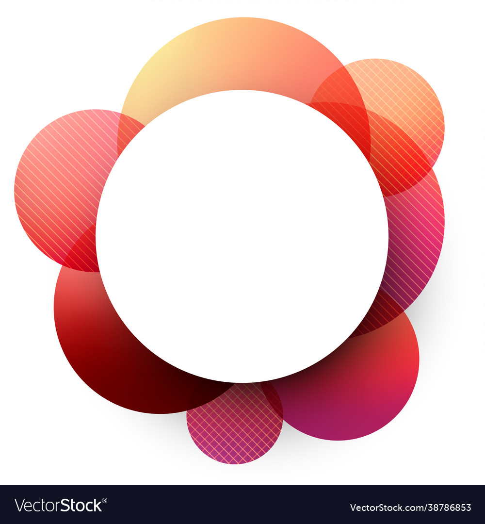 Rounded white frame with rounds in red shades Vector Image