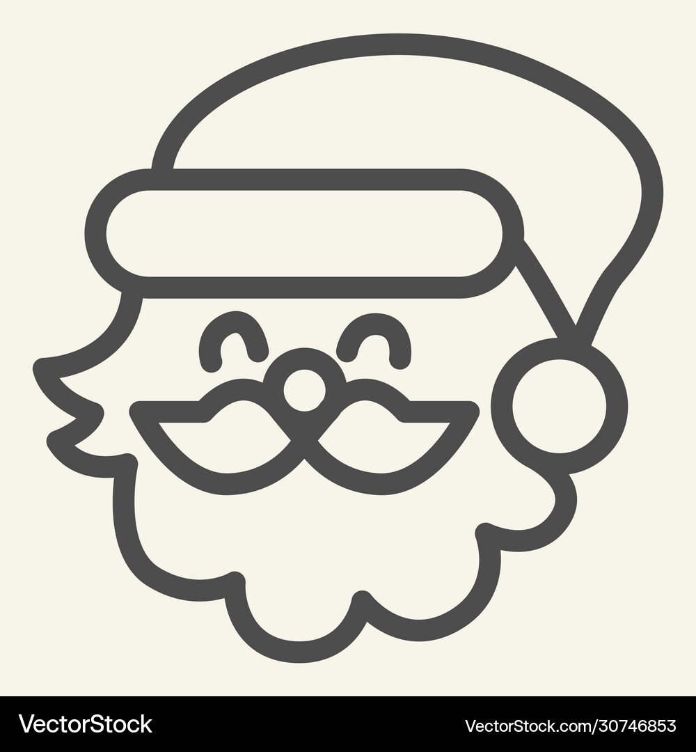 Santa claus line icon face with hat Royalty Free Vector
