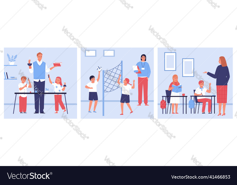 School compositions flat Royalty Free Vector Image
