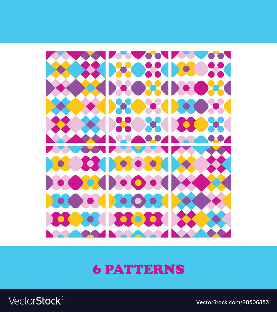 Set of six bright seamless patterns abstract Vector Image
