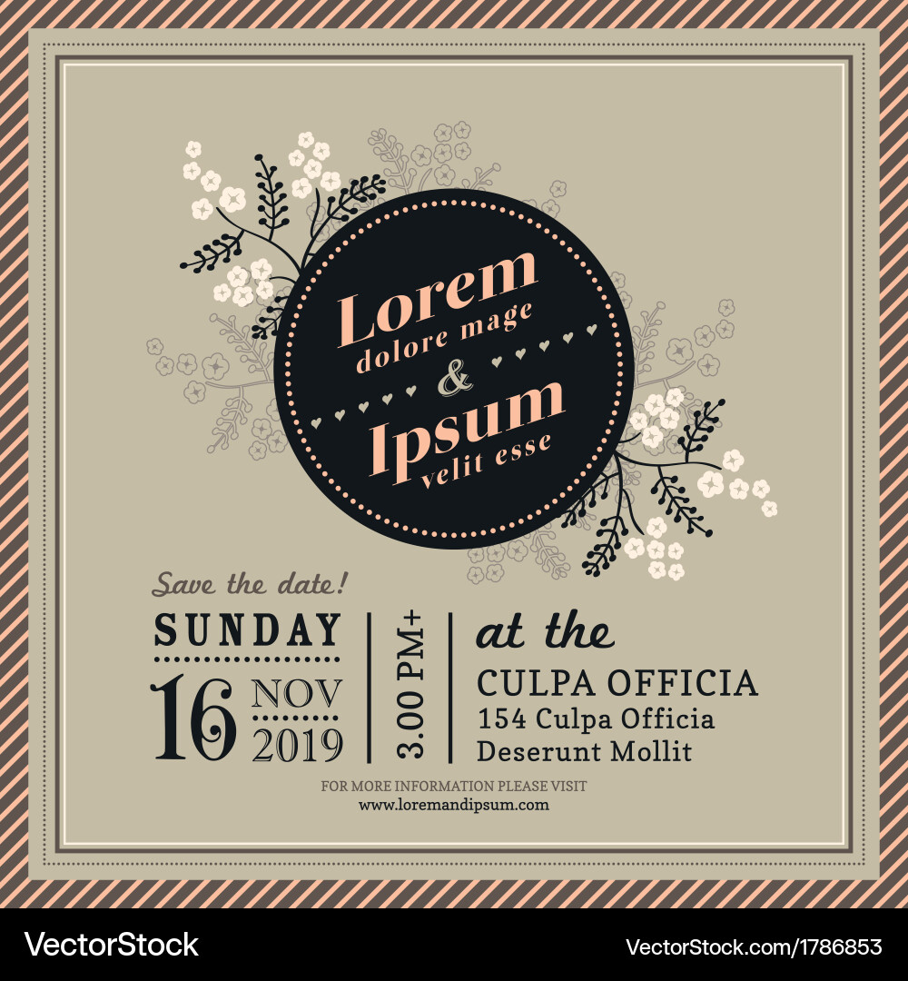 Vintage floral wedding invitation border and frame