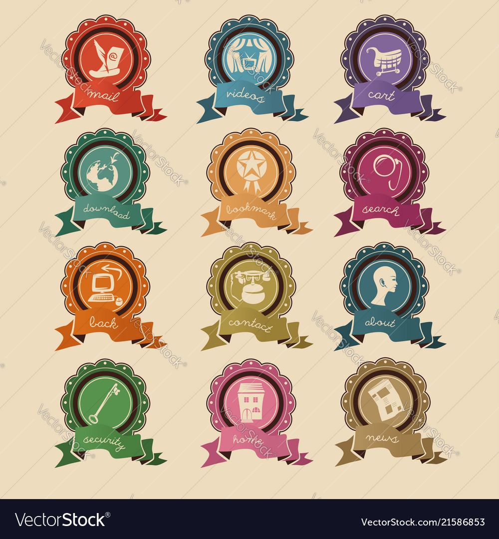 Website labels Royalty Free Vector Image - VectorStock