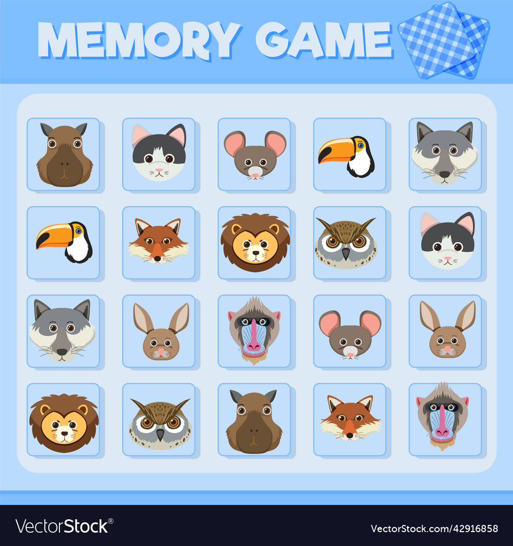 Animal memory card game Royalty Free Vector Image