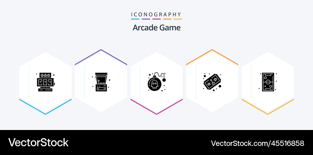 Arcade 25 glyph icon pack including kids fun Vector Image