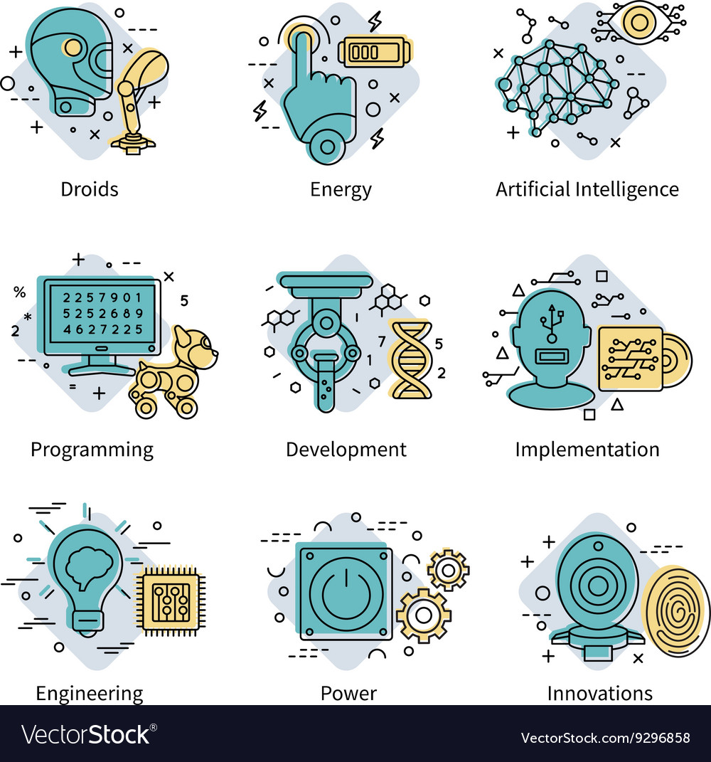 Artificial intelligence colored icon set Vector Image