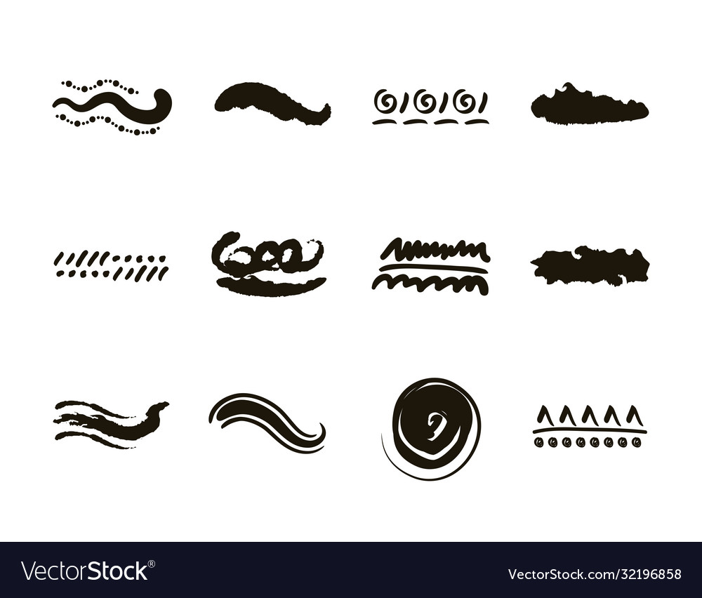Bundle creative design with brush strokes icons Vector Image