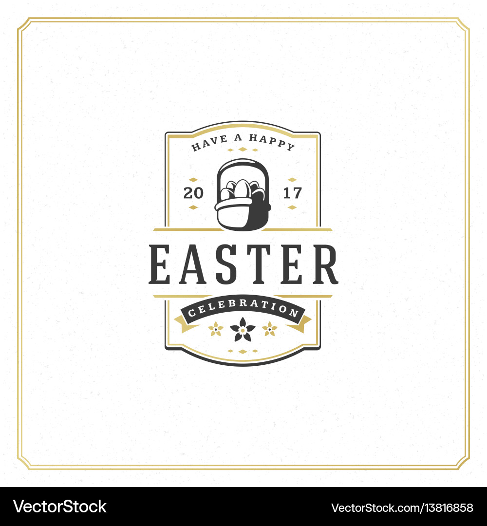 Easter greeting card text template and badge Vector Image