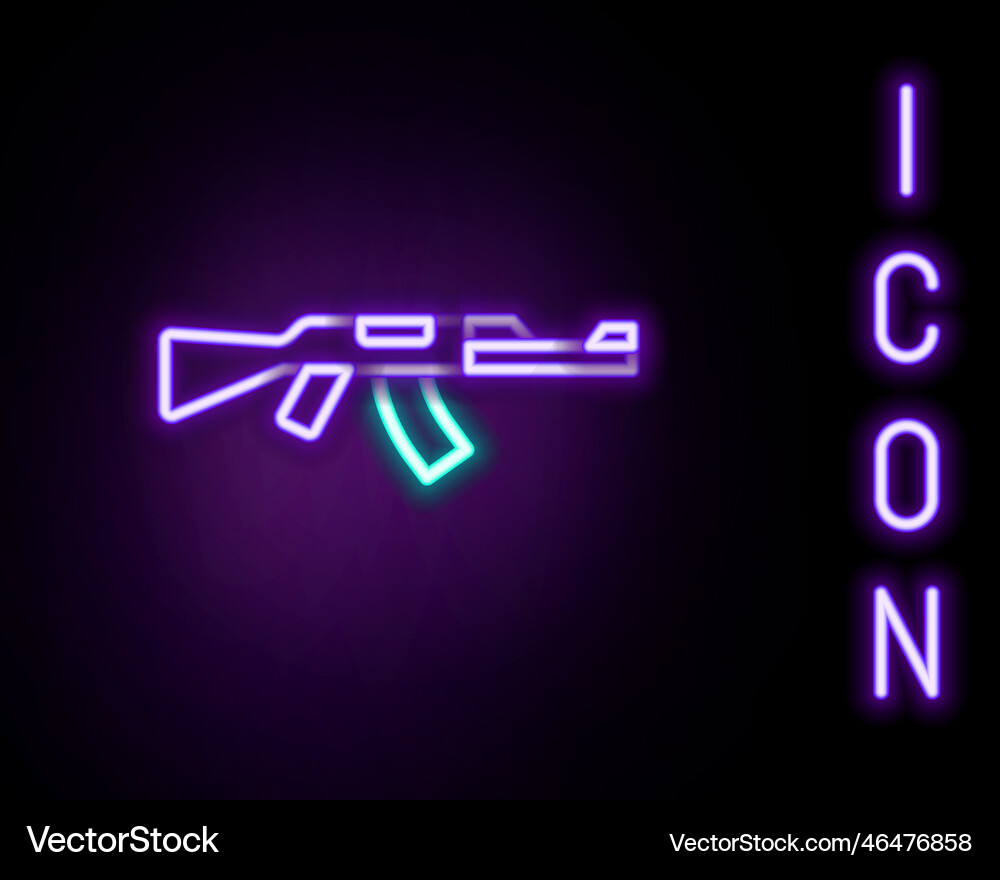 Glowing neon line submachine gun icon isolated Vector Image