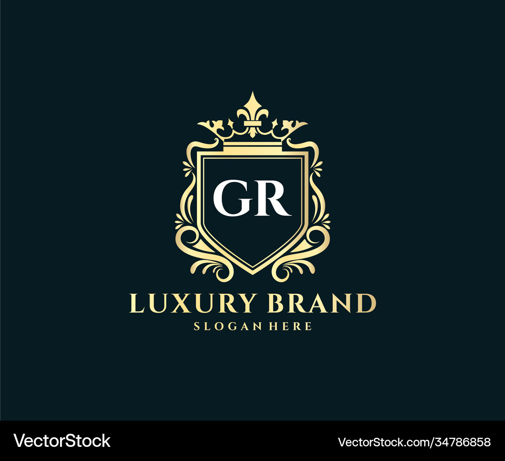 Gr initial letter gold calligraphic feminine Vector Image