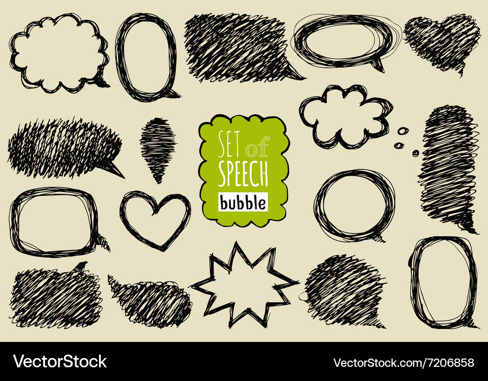 Set of hand drawn speech and thought bubbles Vector Image
