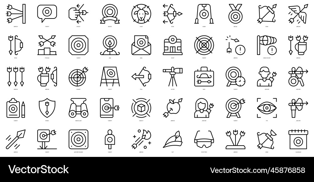 Set of thin line archery icons Royalty Free Vector Image