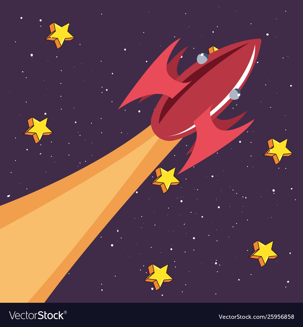 Space ship rocket galaxy stars Royalty Free Vector Image